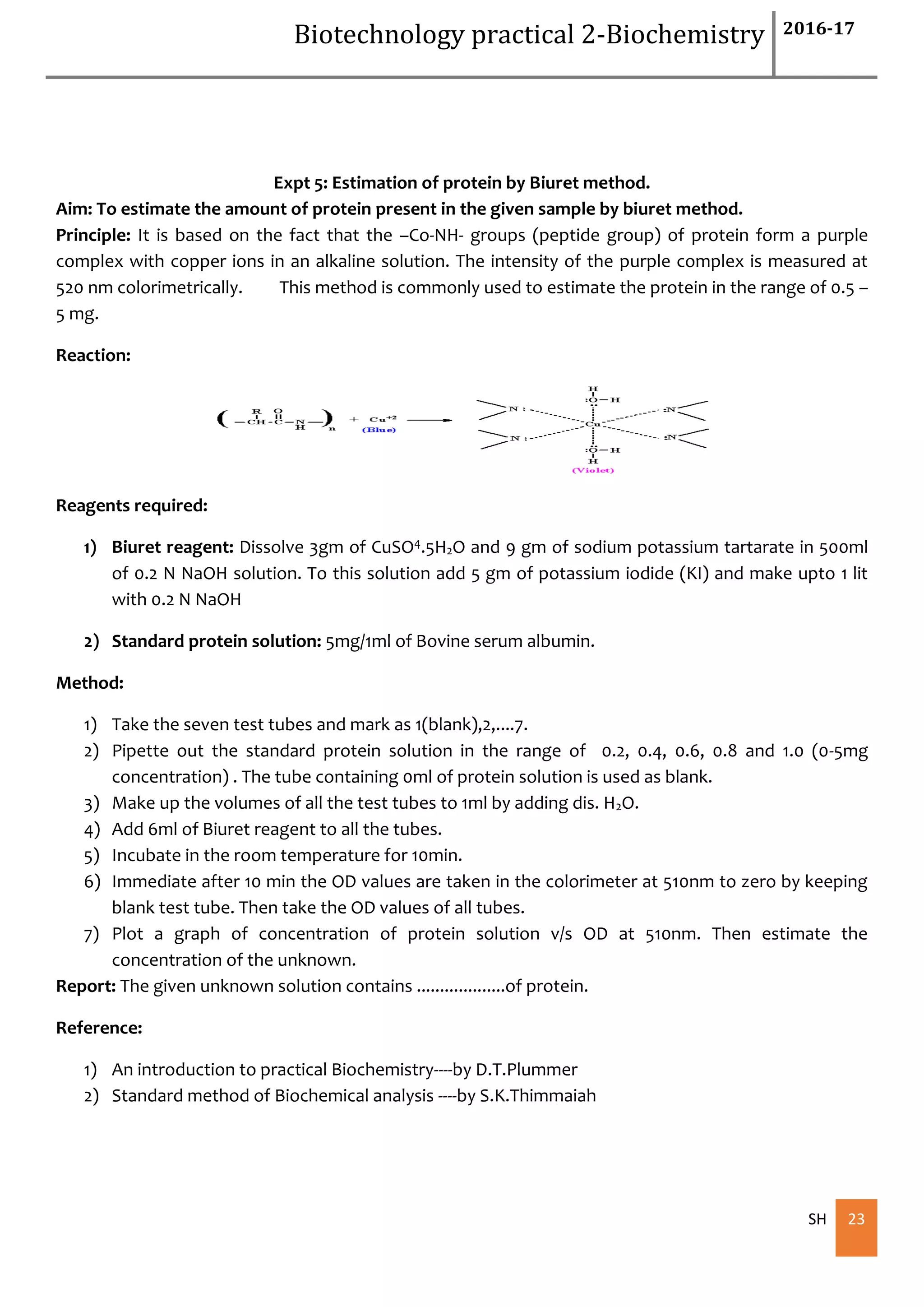 BIOCHEMISTRY LAB MANUAL | PDF
