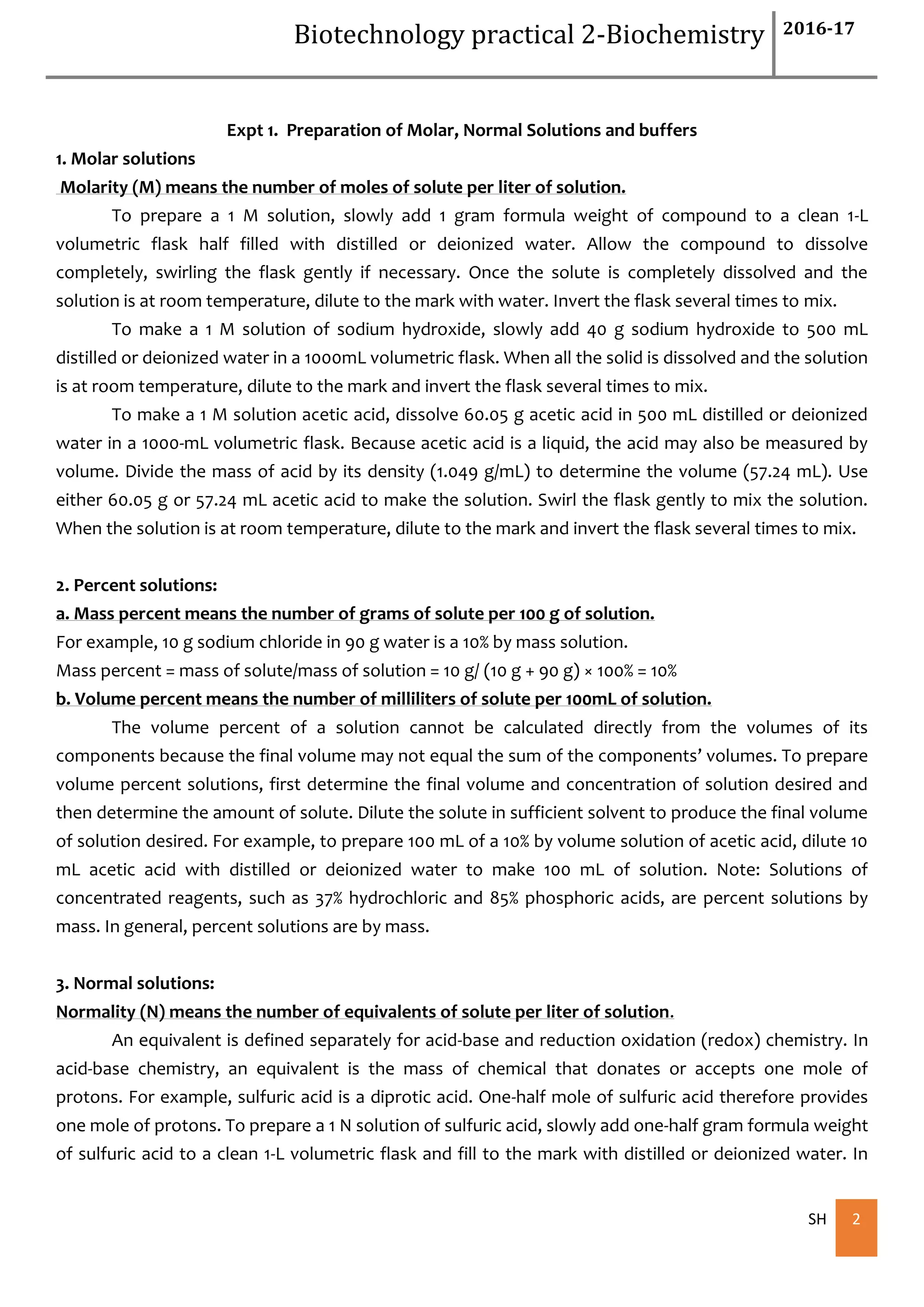 BIOCHEMISTRY LAB MANUAL | PDF