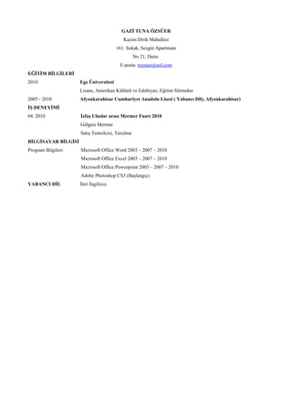tuna ozsuer cv | DOC