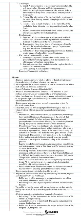 blockchain technology -unit-3-notes.pdf for engineering students | PDF