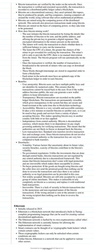 blockchain technology -unit-3-notes.pdf for engineering students | PDF