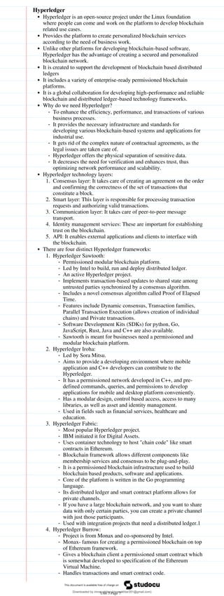 blockchain technology -unit-3-notes.pdf for engineering students | PDF