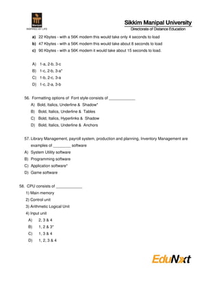 Bt0062 fundamentals of it model question paper | PDF