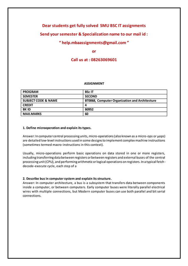 Bt0068 computer organization and architecture | DOCX | Operating Systems | Computer Software and ...
