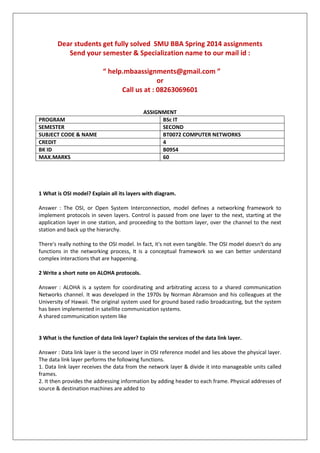 Bt0072 computer networks | DOCX