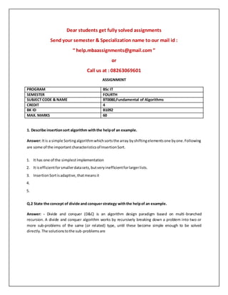Bt0080, fundamentals of algorithms | PDF
