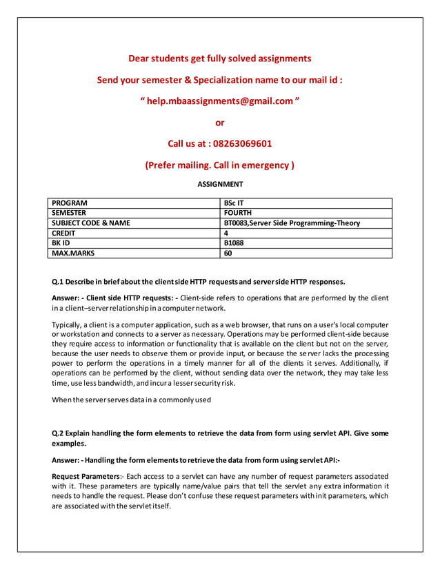 Bt0083, server side programming theory | DOCX | Web Development | Internet