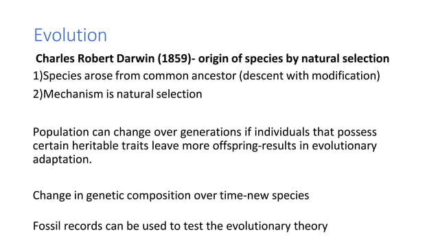 BT1010 Darwin Evolution_Chapter 1 class 3 (2).pptx | Biological Sciences | Science