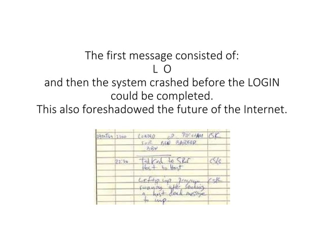 The First Internet Message was sent on 29 Oct 1969. However . . . | PPTX