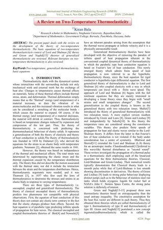 A Review on Two-Temperature Thermoelasticity | PDF