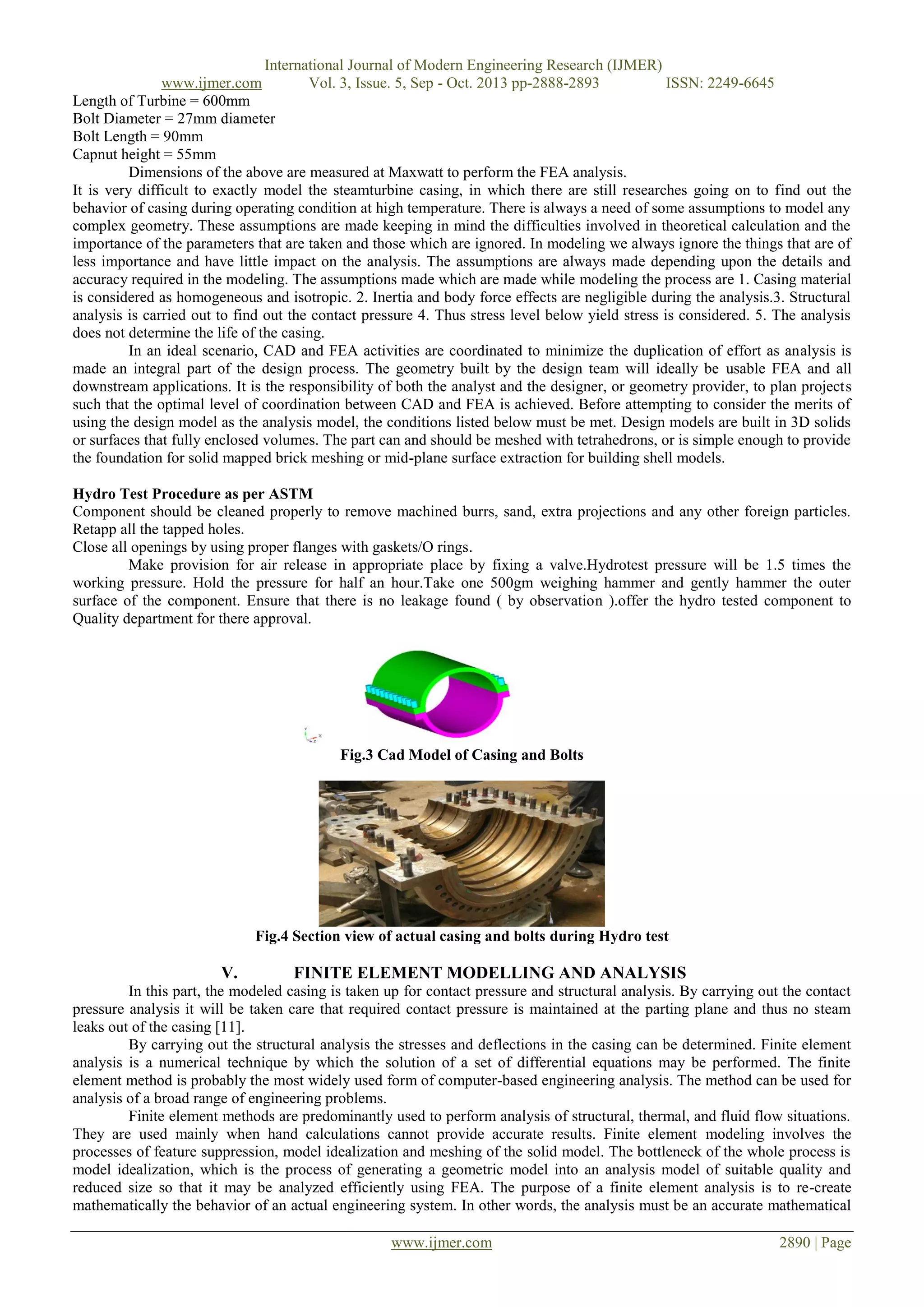 Contact Pressure Validation of Steam Turbine Casing for Static Loading ...