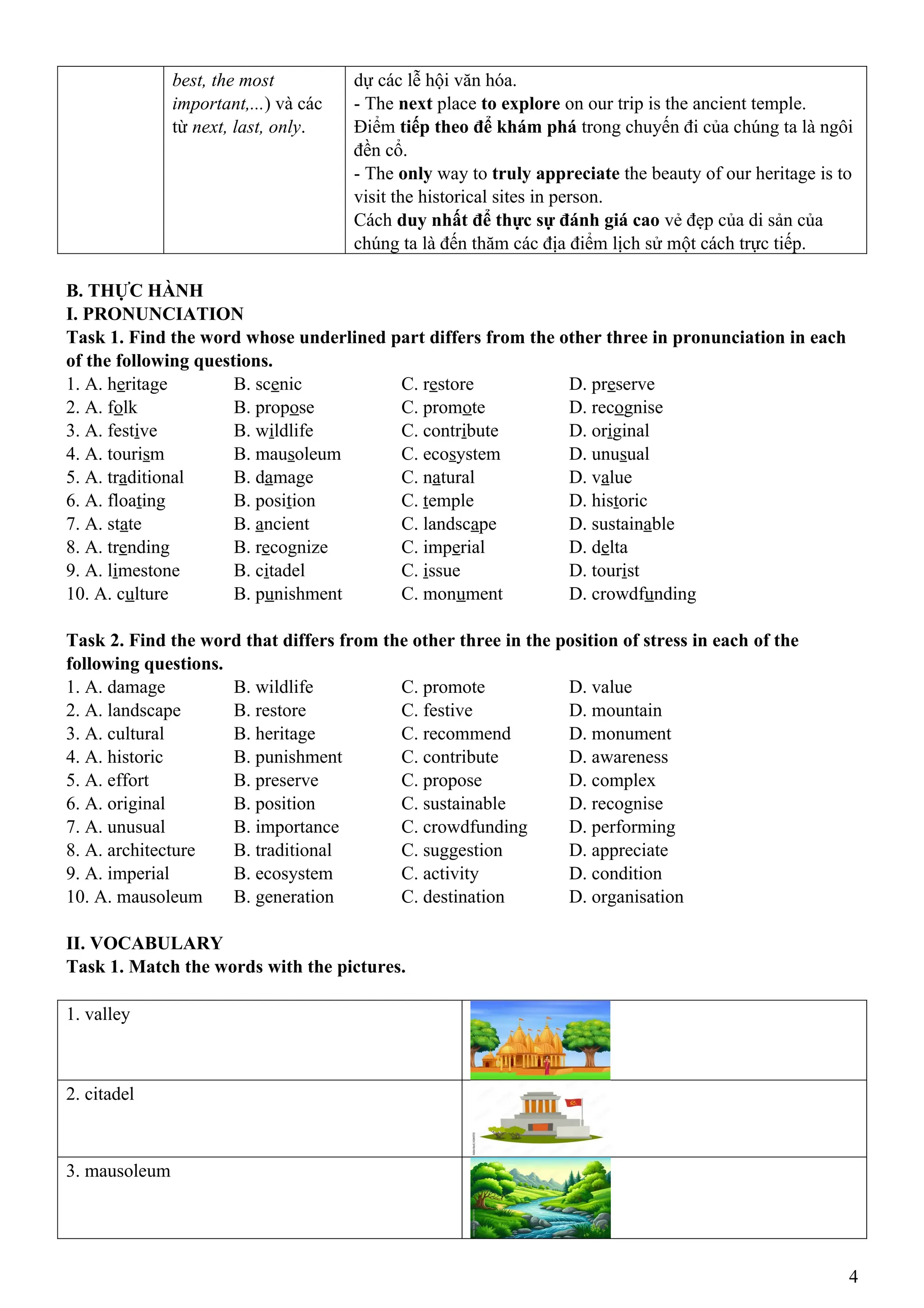 BT anh 11 Global có nghe UNIT 6. PRESERVING OUR HERITAGE.doc