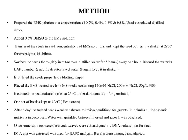 study of chemical mutagenesis in Rice – invitro | PPTX