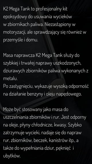 K2 MEGA TANK - Kit do naprawy zbiorników paliwa | PDF | Automotive