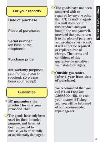 Bt big button phone user manual from Telephones Online www ...