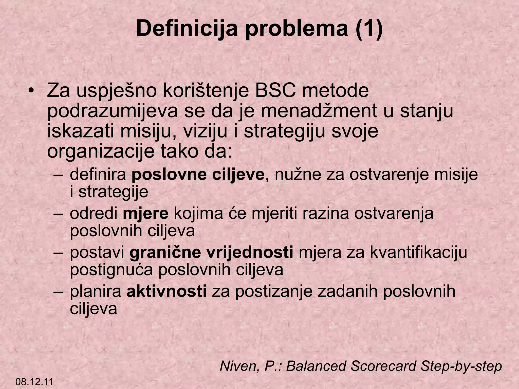 Konstrukcija mjernih instrumenata za Balanced Scorecard | PPT