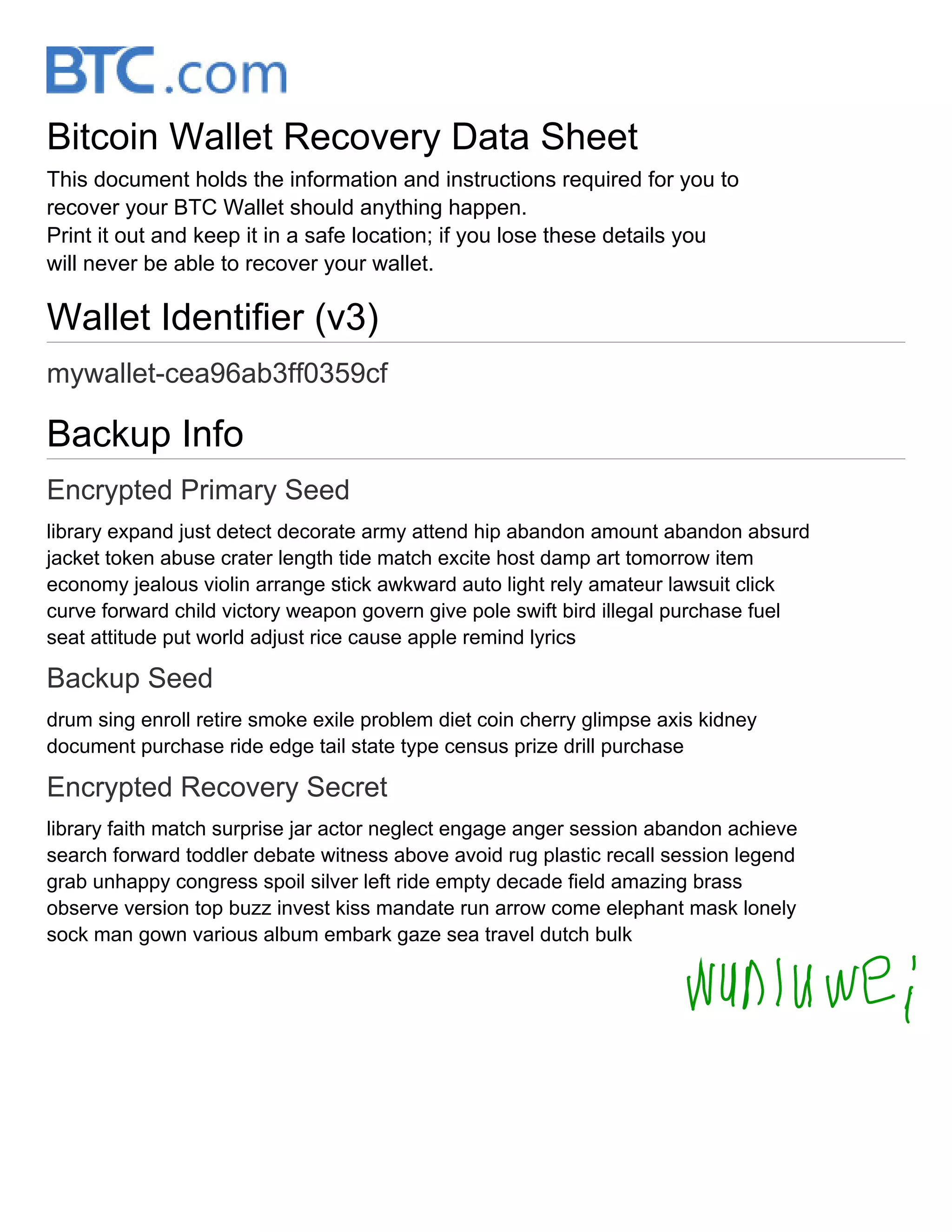 Btc.com bitcoin wallet recovery backup sheet mywallet-cea96ab3ff0359cf ...