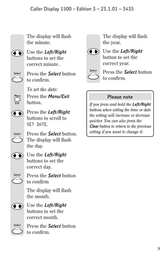 Bt caller display 1500 user manual from Telephones Online www ...