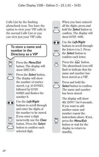 Bt caller display 1500 user manual from Telephones Online www ...