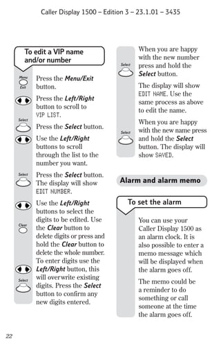 Bt caller display 1500 user manual from Telephones Online www ...