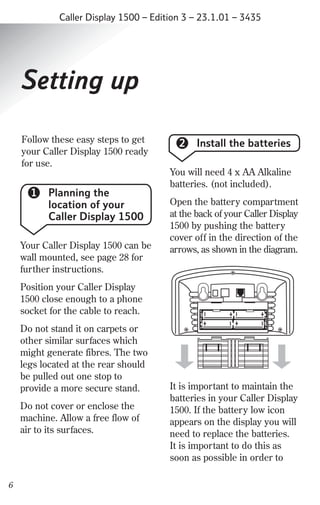 Bt caller display 1500 user manual from Telephones Online www ...
