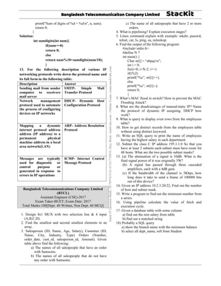 BTCL Assistant Manager Previous Year Question by Stack IT Job Solution ...