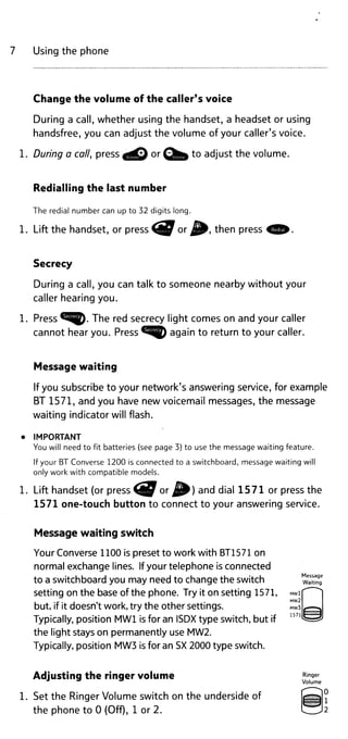 Bt converse 1200 Bt decor 110 user manual from Telephones Online www ...