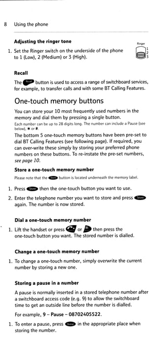 Bt converse 1200 Bt decor 110 user manual from Telephones Online www ...