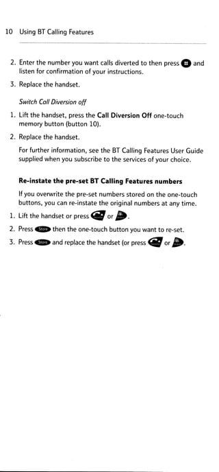 Bt converse 1200 Bt decor 110 user manual from Telephones Online www ...