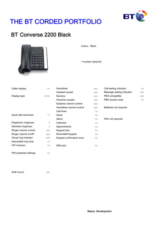 Bt converse 2200 data sheet | PDF