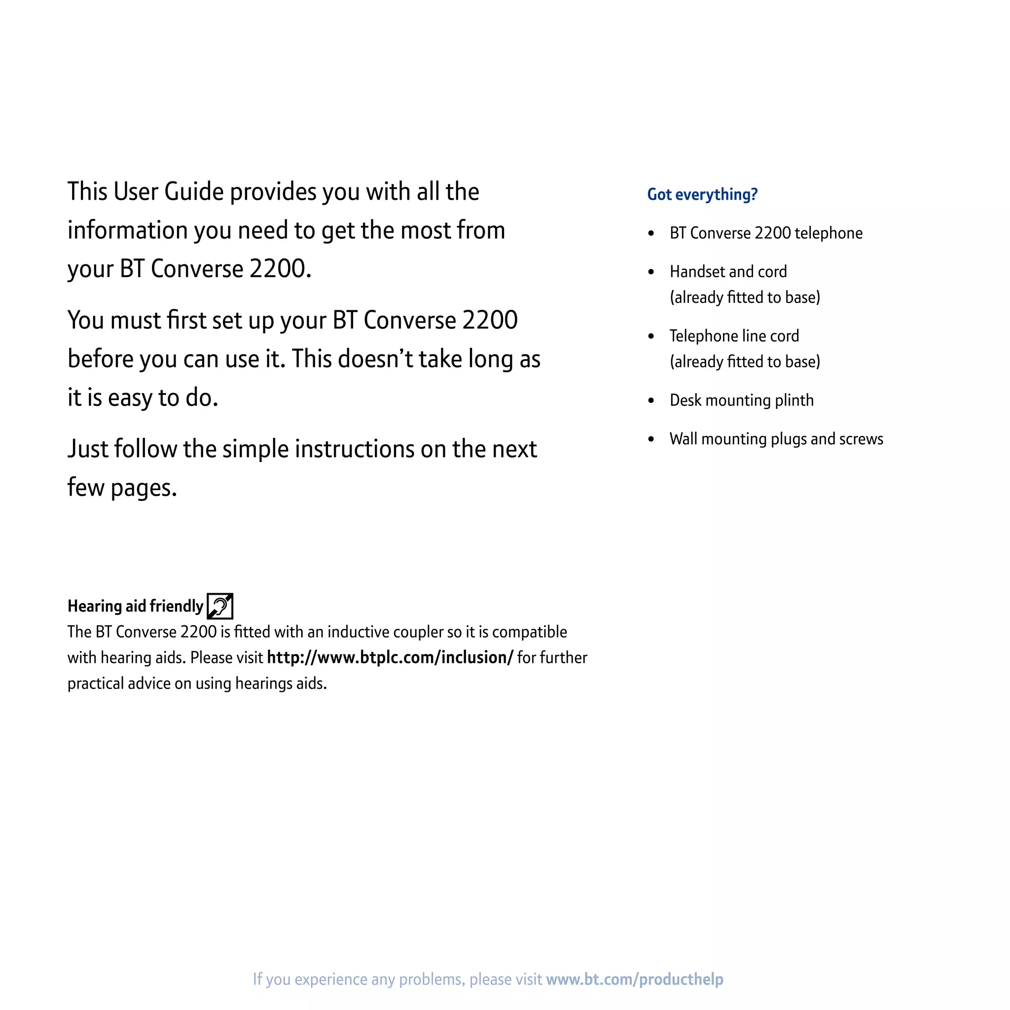 Bt converse 2200 user guide | PDF