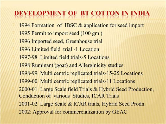 release Bt cotten in india A case study | PPT | Agriculture | Industries