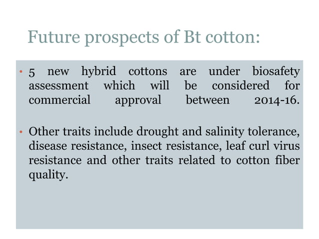 Bt cotton | PPTX | Gardening | Home & Garden