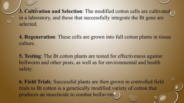 Bt cotton introduction production of bt. | PPT