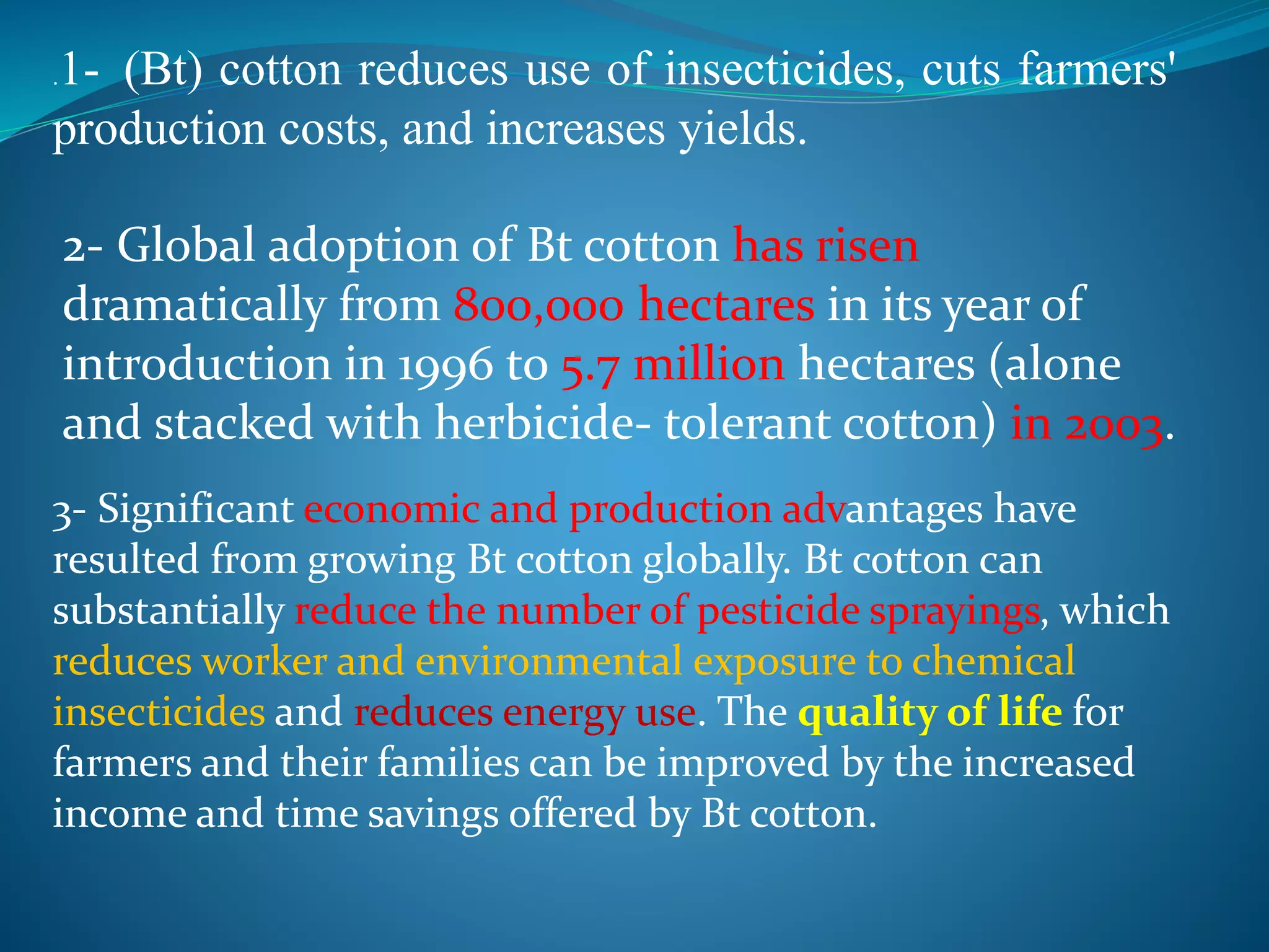 Bt cotton benefits, costs, and impacts | PPTX