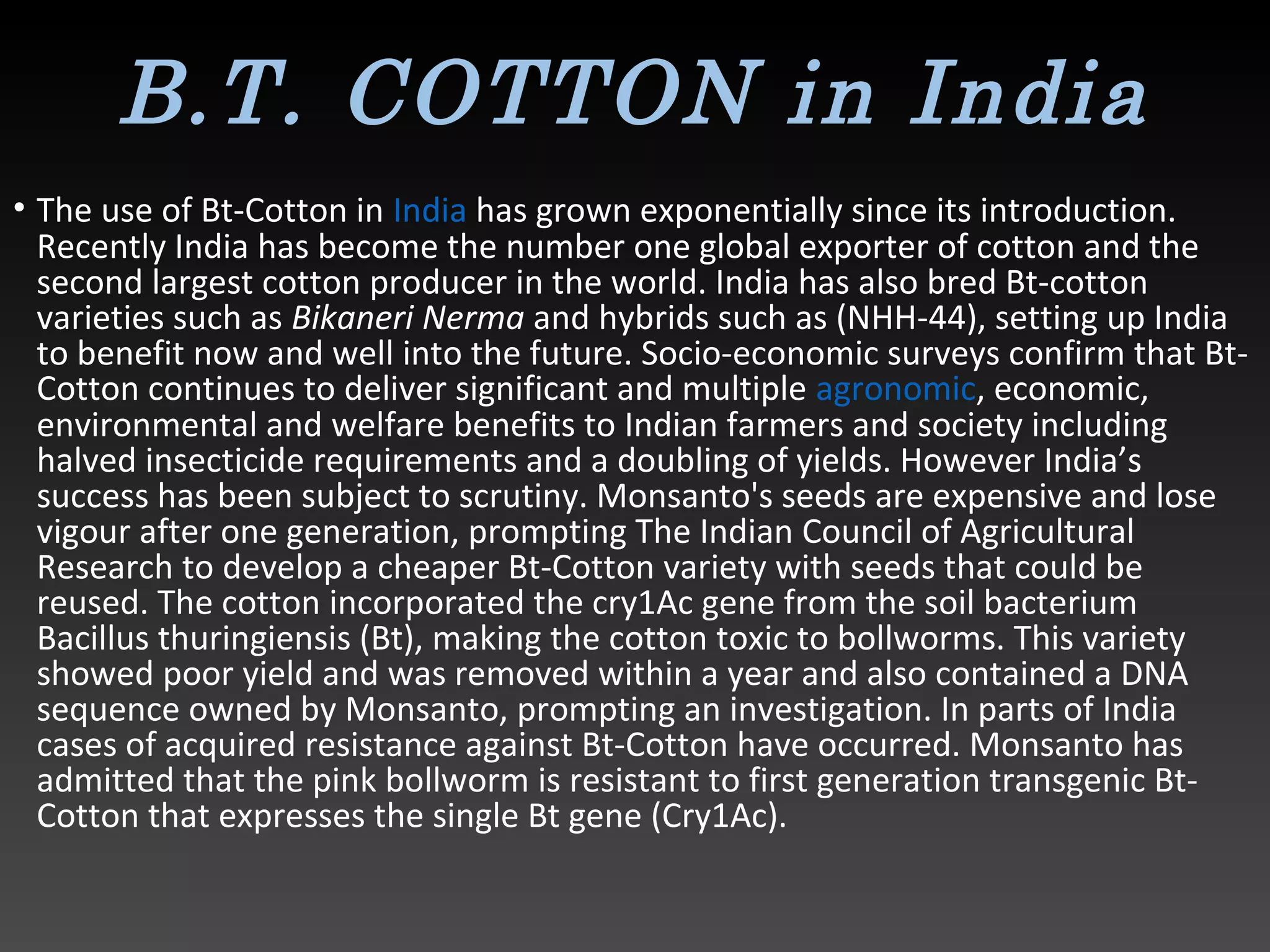 Bt cotton by utkarsh | PPT