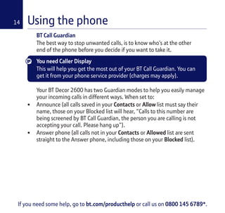 BT Decor 2600 Corded Phone Advanced Call Blocker | PPT