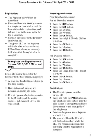 Bt diverse repeater User Guide from Telephones Online www ...