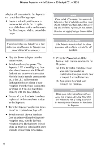 Bt diverse repeater User Guide from Telephones Online www ...