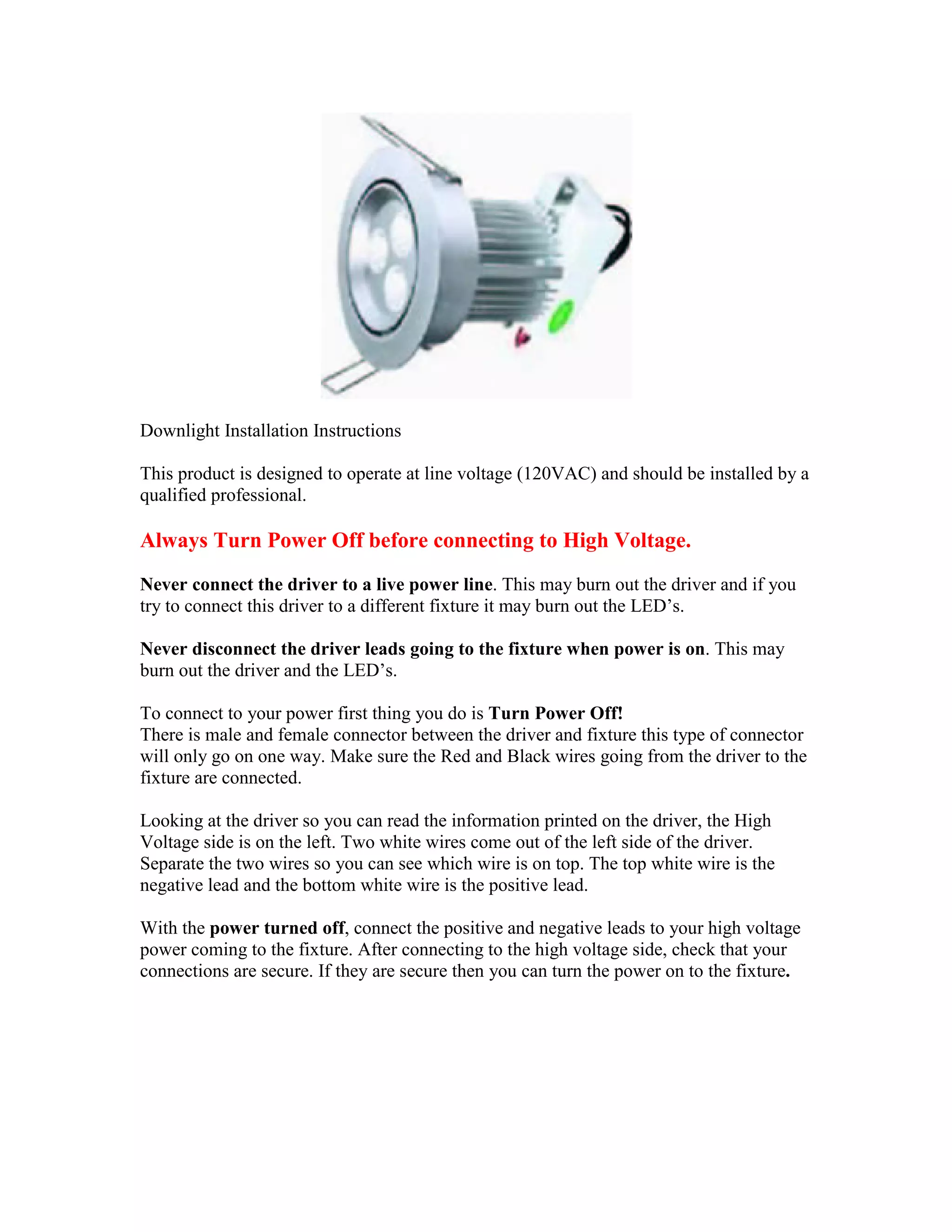 Downlight Installation Instructions | PDF