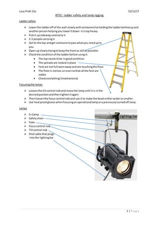 Btec ladder safety and lamp rigging | PDF