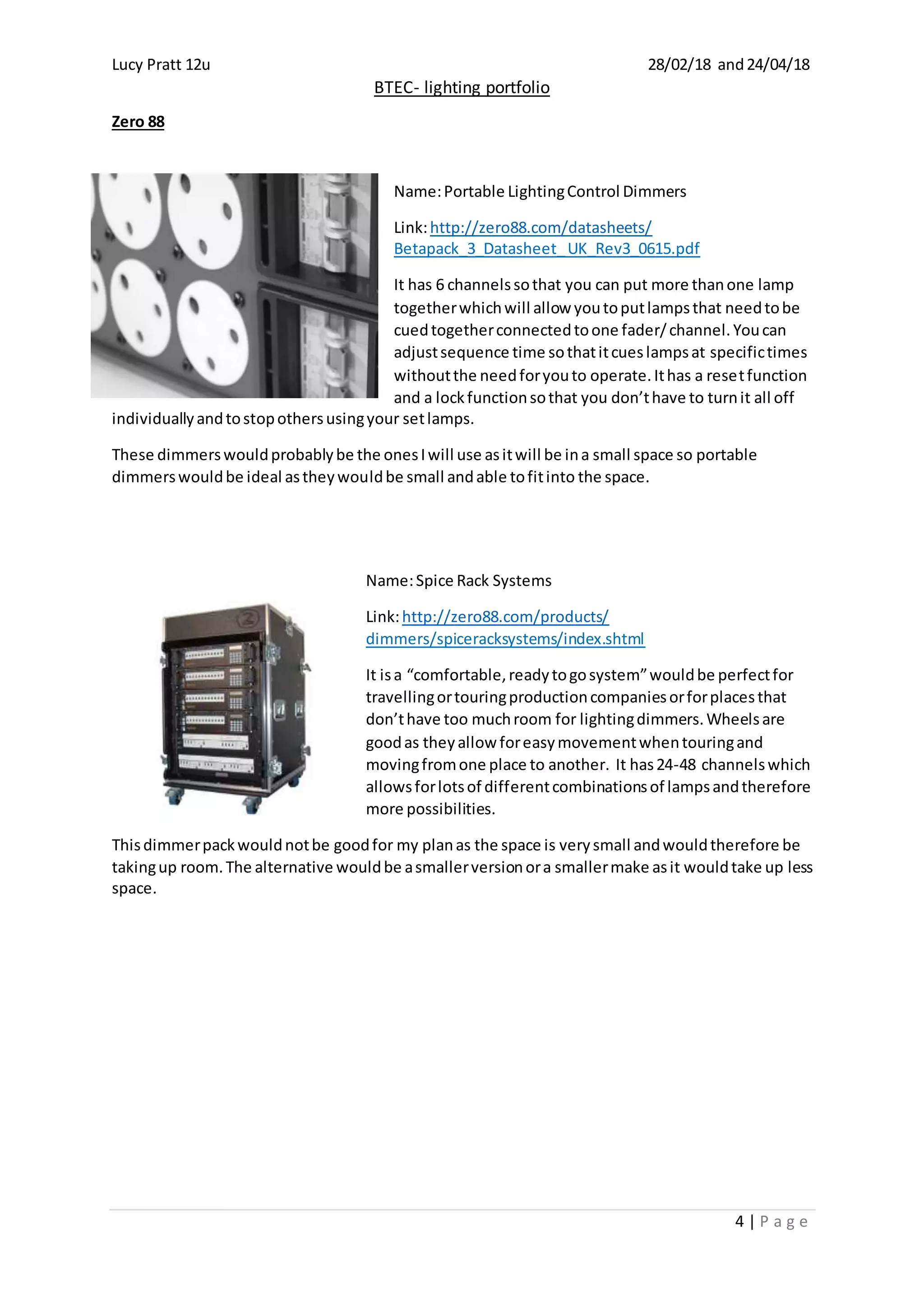 Btec lighting portfolio | PDF