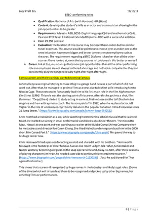 Btec performing roles | PDF