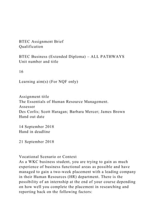 BTEC Assignment Brief QualificationBTEC Business (Extend.docx