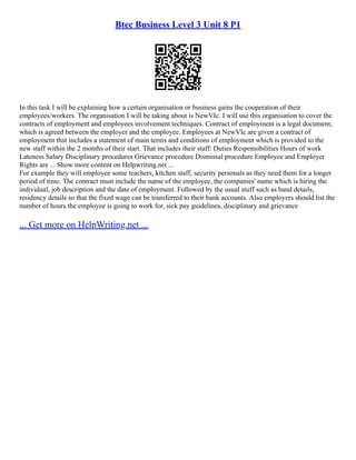 Btec Business Level 3 Unit 8 P1 | PDF