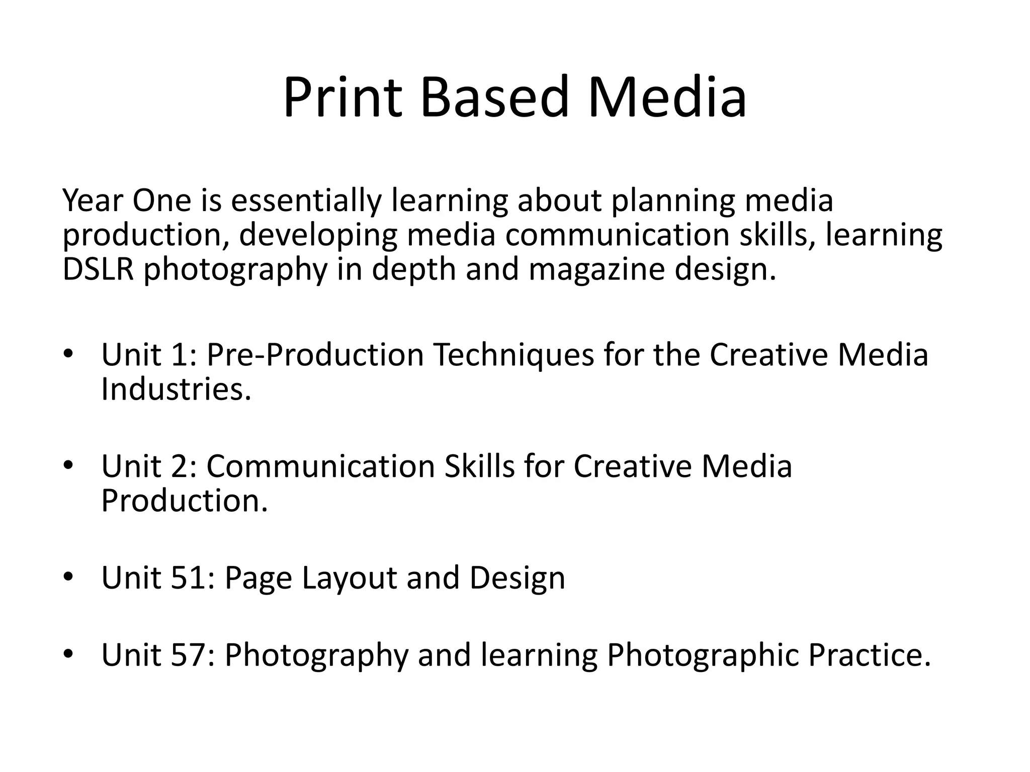 Btec creative media production introduction | PPTX