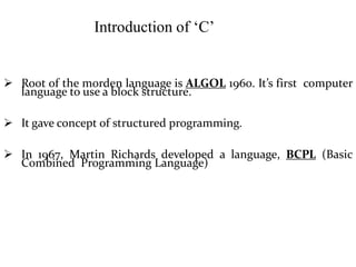 Btech i pic u-1 introduction to c language | PPTX