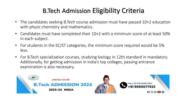 BTech Admission 2024- Eligibility, Application Form, Syllabus & Fees | PPTX