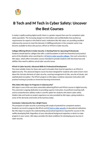 BTech and MTech in Cyber Safety Uncover the Best Courses.docx