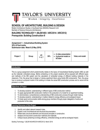 BUILDING TECHNOLOGY PROJECT 1 BRIEF | PDF